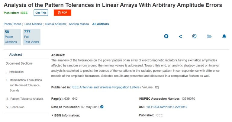 "Analysis of the Pattern Tolerances in Linear Arrays With Arbitrary Amplitude Errors" in IEEE ...