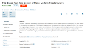 "PSO-Based Real-Time Control of Planar Uniform Circular Arrays" published in IEEE Antennas and ...